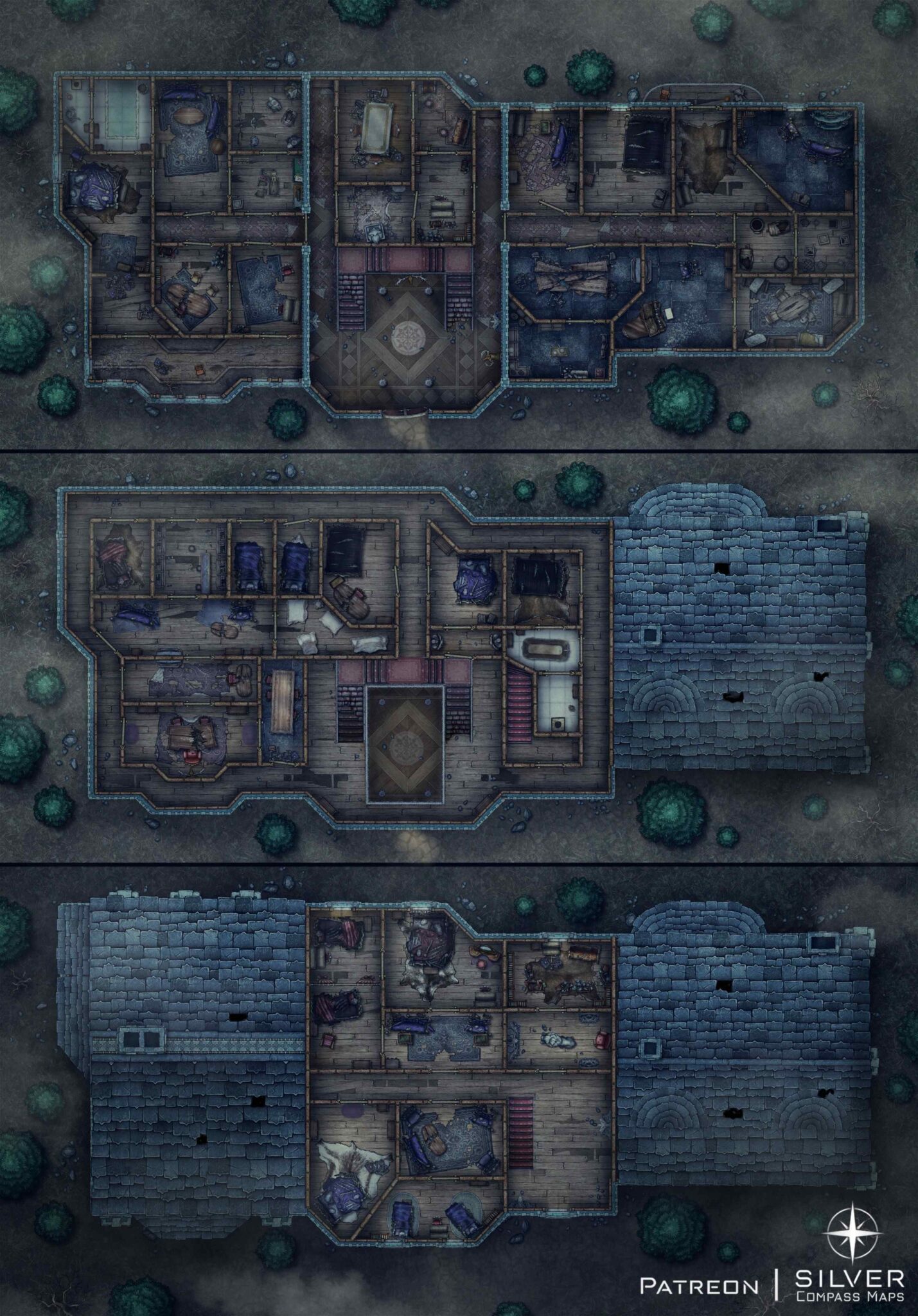 Mansion Battlemap - Free Download and TTRPG Variants