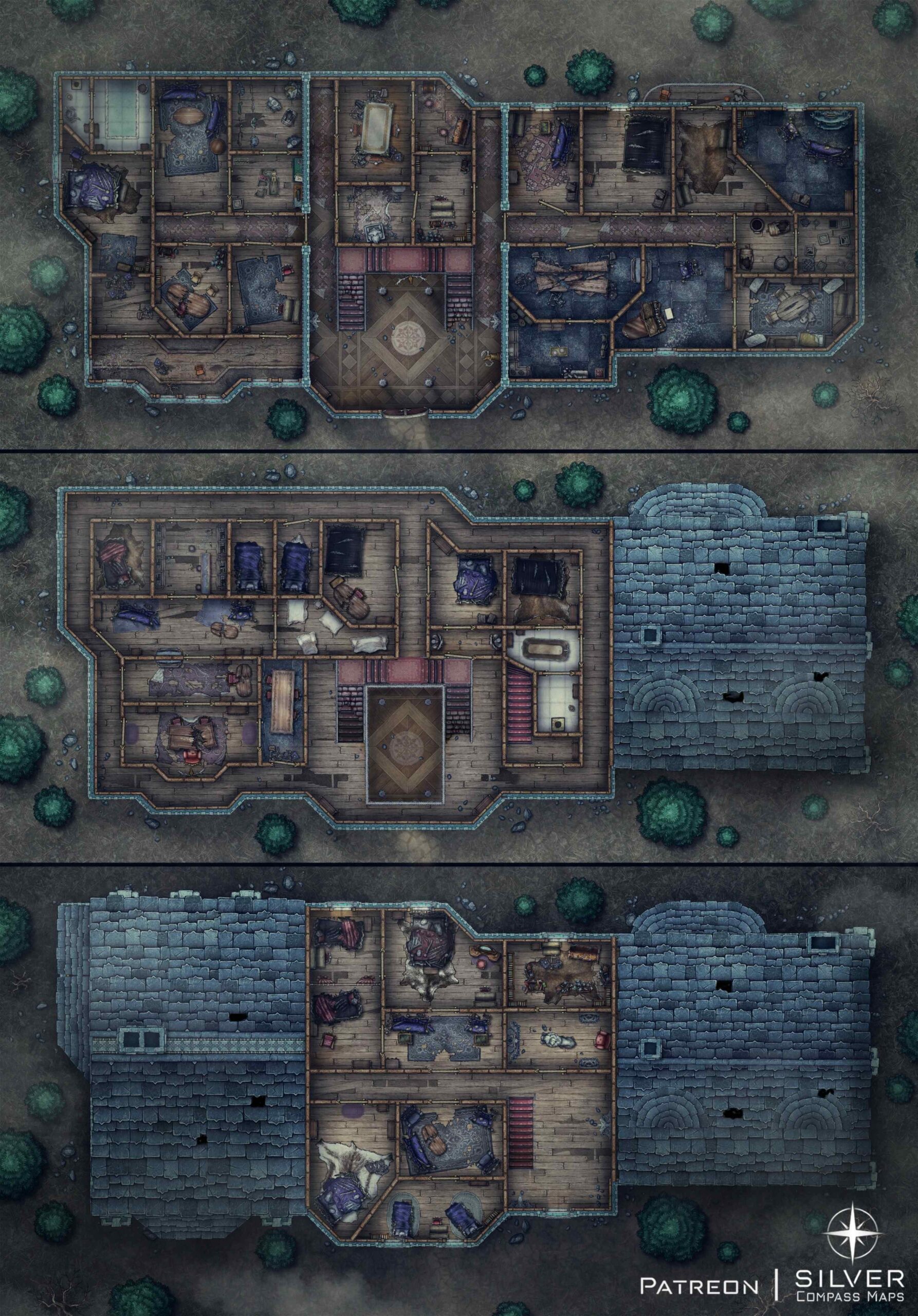 Mansion Battlemap - Free Download and TTRPG Variants