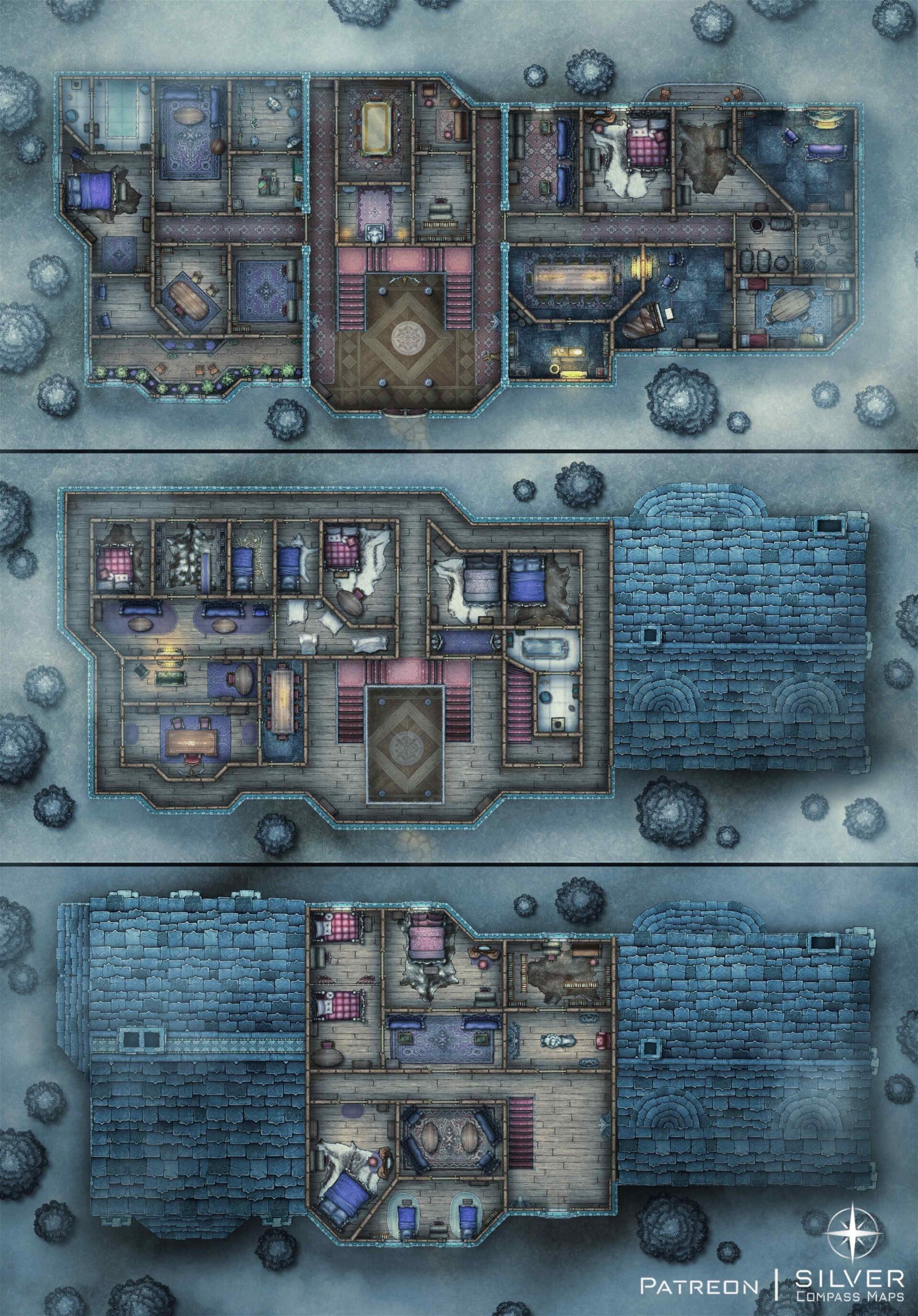 Mansion Battlemap - Free Download and TTRPG Variants