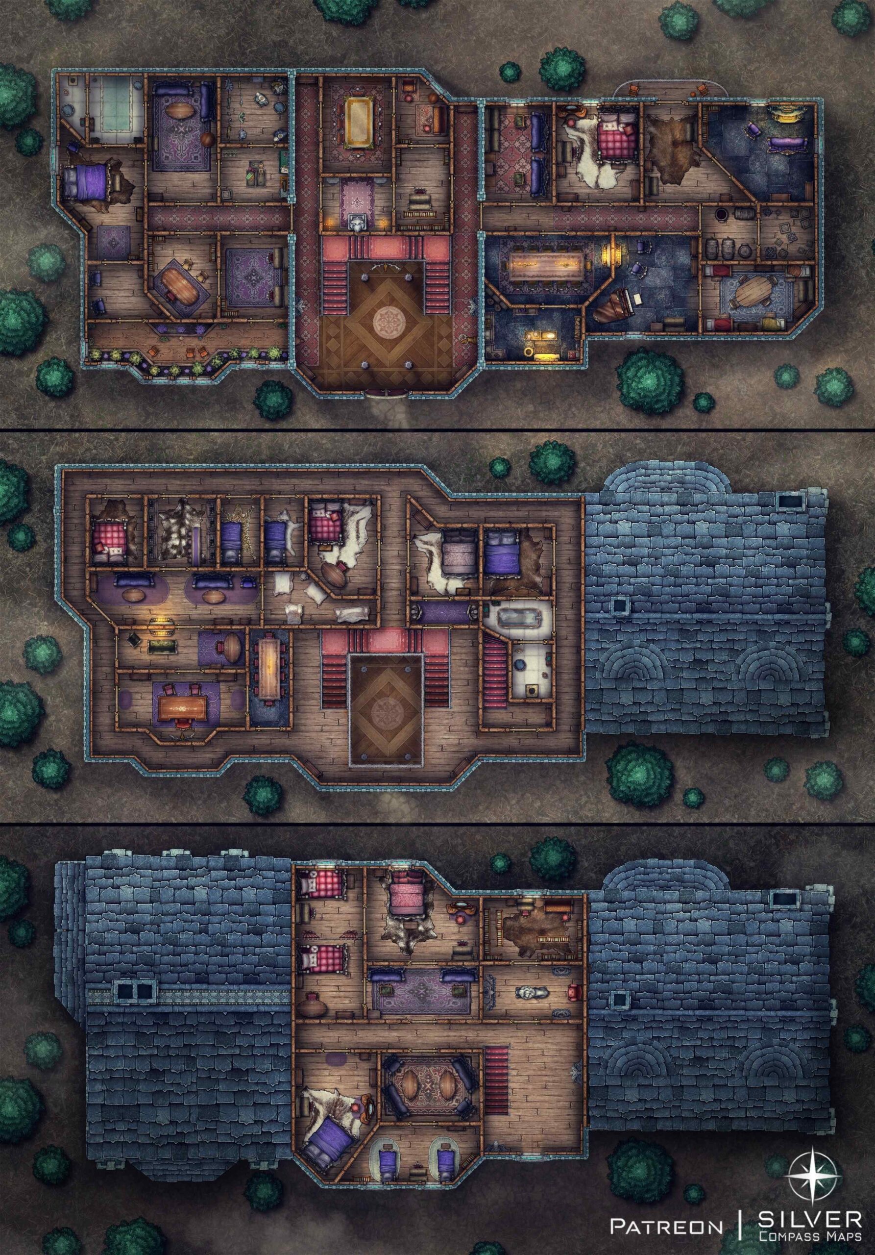 Mansion Battlemap - Free Download and TTRPG Variants