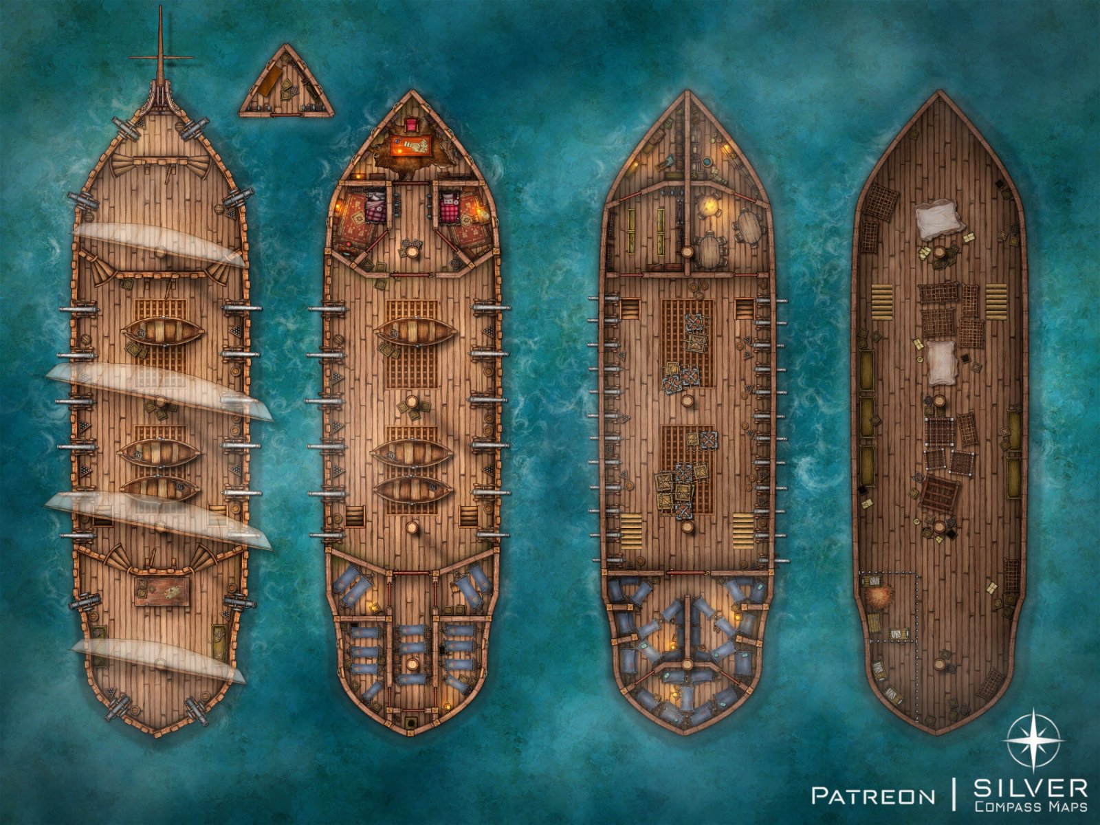 Warship Battlemap - Free Download and TTRPG Variants
