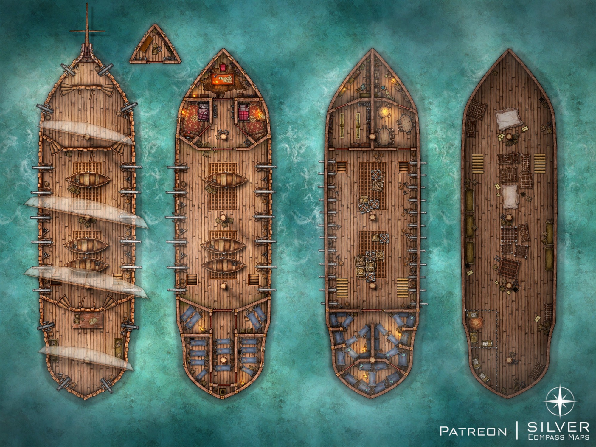 Warship Battlemap - Free Download and TTRPG Variants